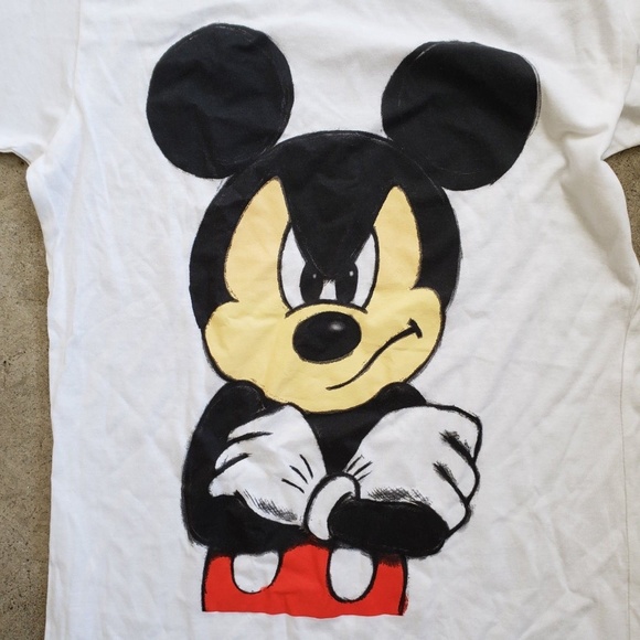 Disney | Tops | Angry Mickey Mouse Tee Shirt White Large | Poshmark
